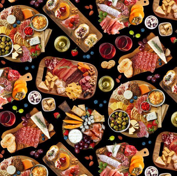 Favorite Foods-Charcuterie Black 682-BLACK – The Sewing Studio Fabric ...