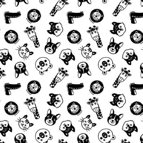 Paradox-Cute Animals White 1782-01 – The Sewing Studio Fabric Superstore